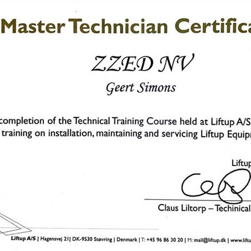 Collega Geert Simons werd uitgeroepen als Master Technician voor Liftup ...